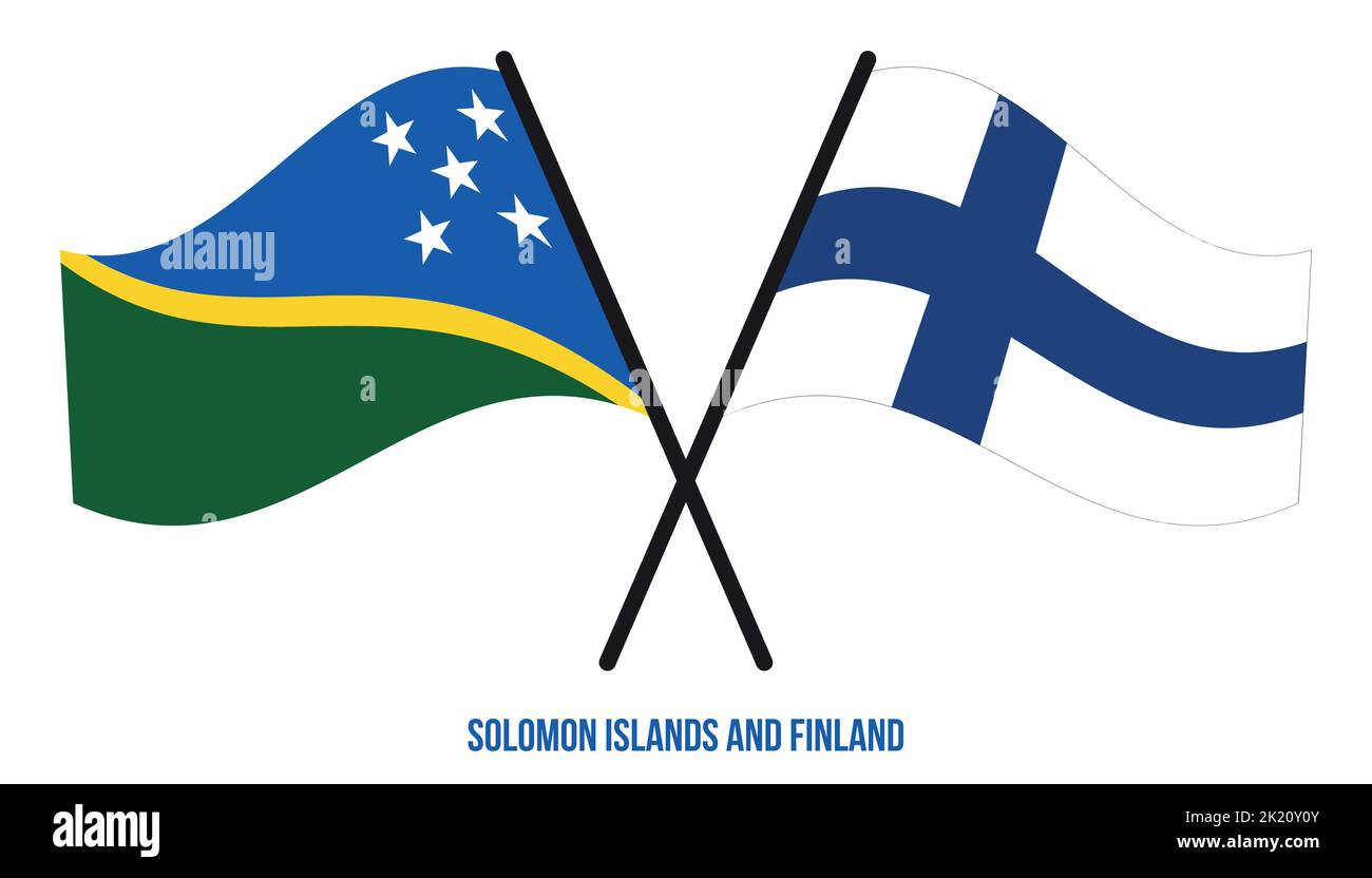 Solomon Islands and Finland Flags Crossed And Waving Flat Style ...