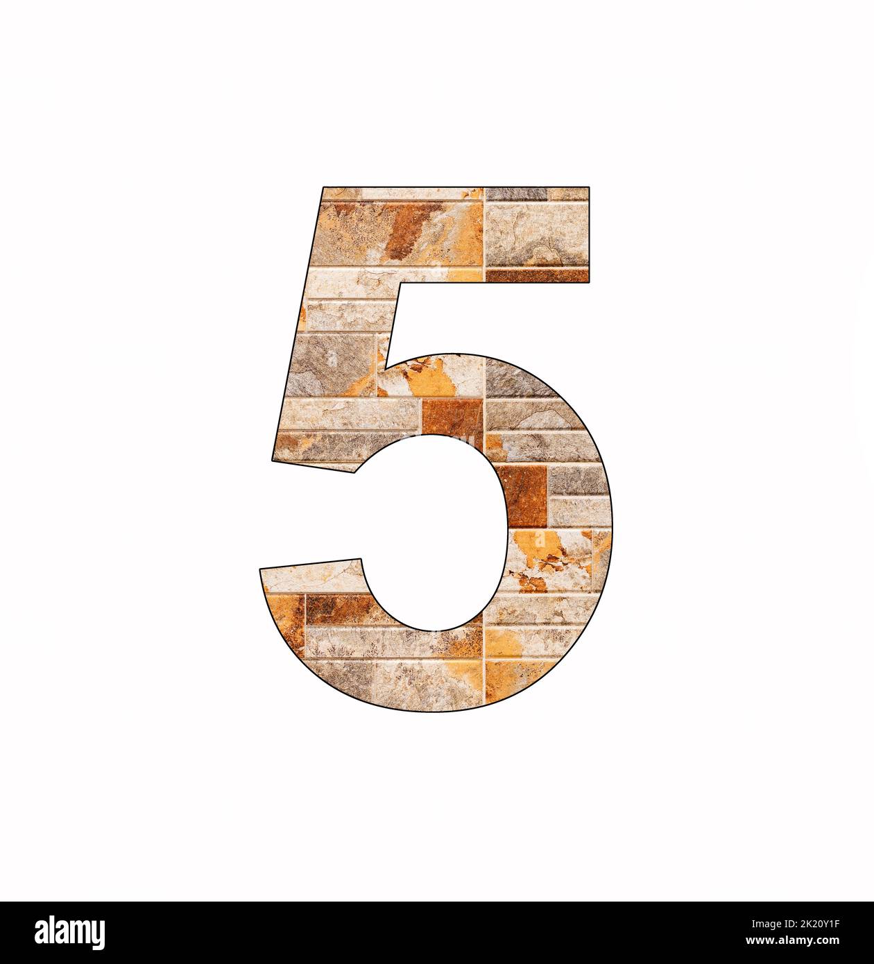 Number 5, digit on tiled background - Veneer texture Stock Photo - Alamy