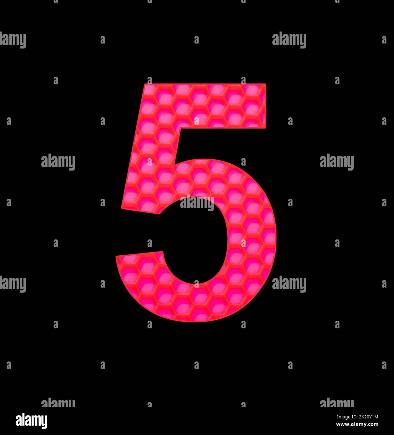 Number 5 on background with red silicone hexagonal Stock Photo - Alamy