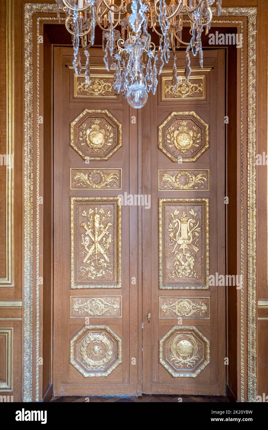 Hotel de la Marine. View of the setails of golden gallery and war ports ...
