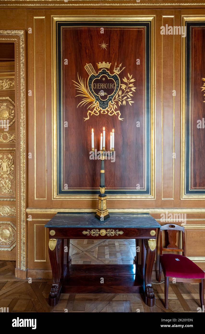 Hotel de la Marine. View of the setails of golden gallery and war ports ...