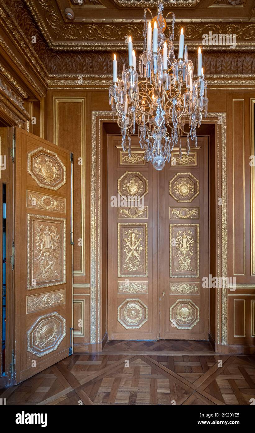 Hotel de la Marine. View of the setails of golden gallery and war ports ...