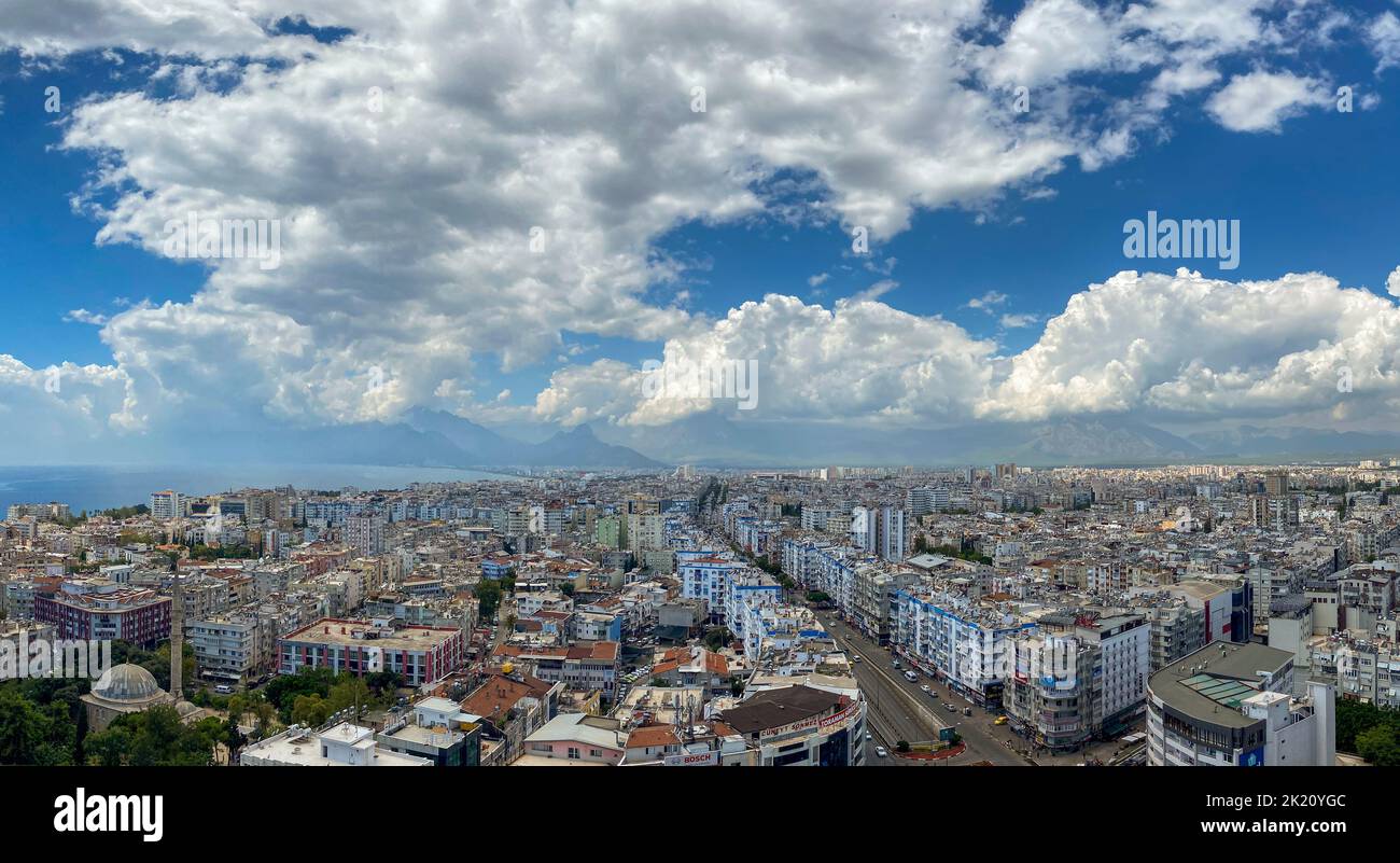 Antalya city view with mountain and cloudy skies Stock Photo - Alamy