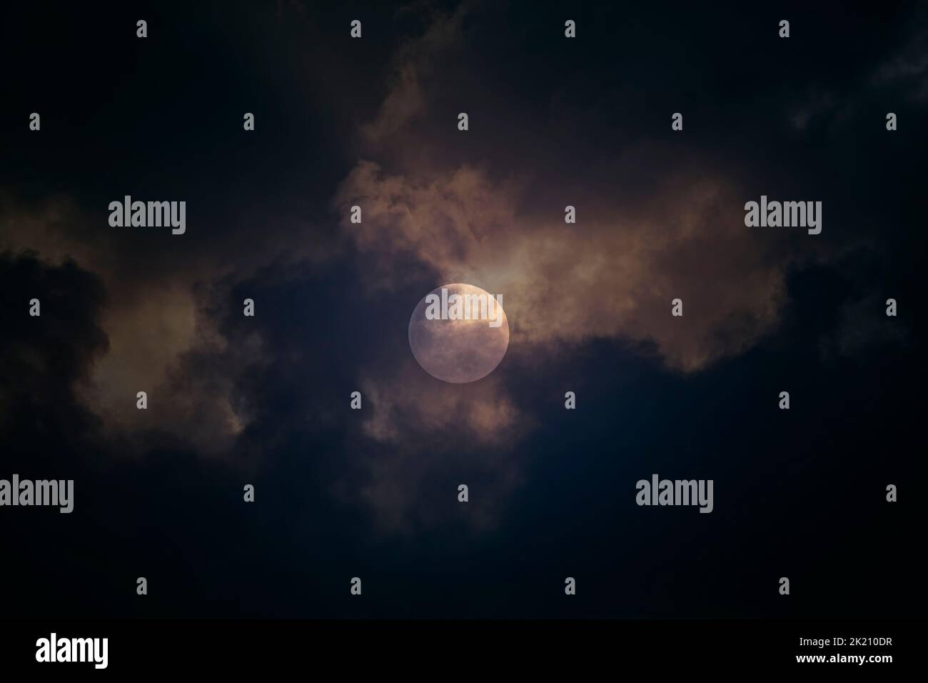 Dark, cloudy ad creepy full moon night Stock Photo - Alamy