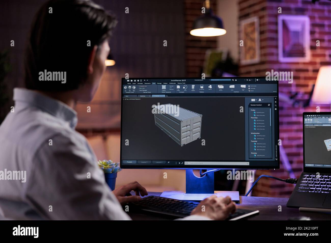 Asian engineer manufacturing industrial product on cad engineering ...