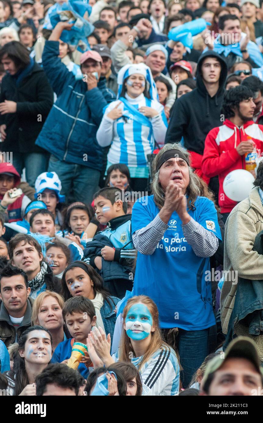 Argentinian football fans follow their team's match against Greece on a ...