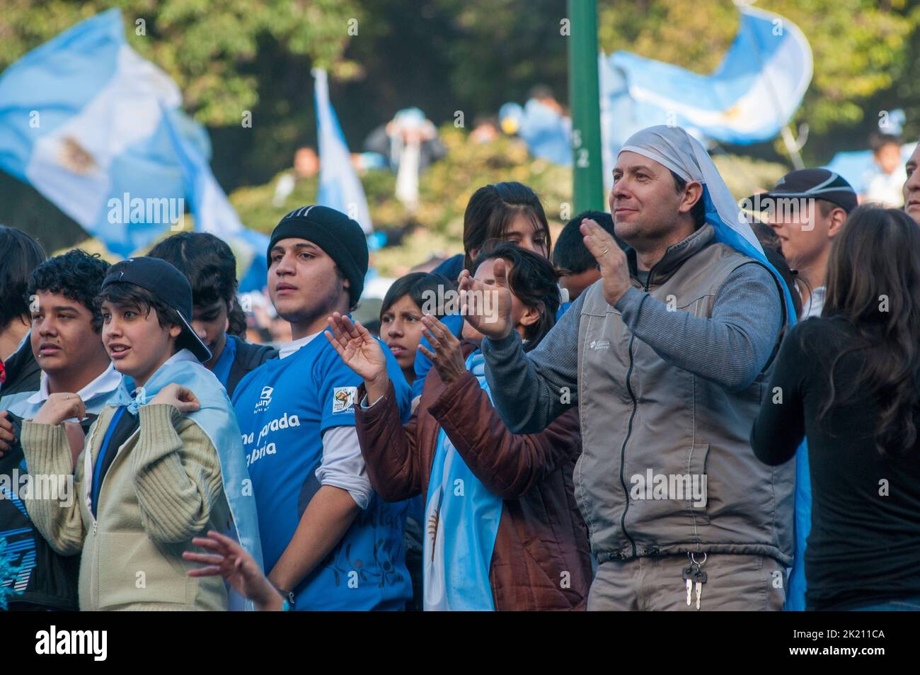 The Argentinian football fans follow a world cup match between ...