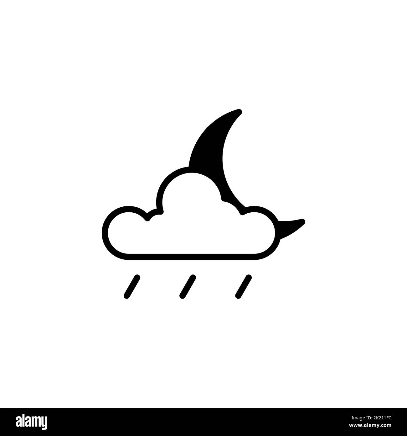 Moon, Night, Moonlight, Midnight Thin Line Icon Vector Illustration ...