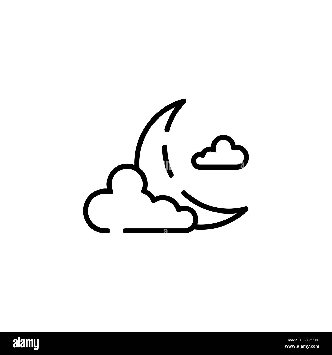 Moon, Night, Moonlight, Midnight Thin Line Icon Vector Illustration ...