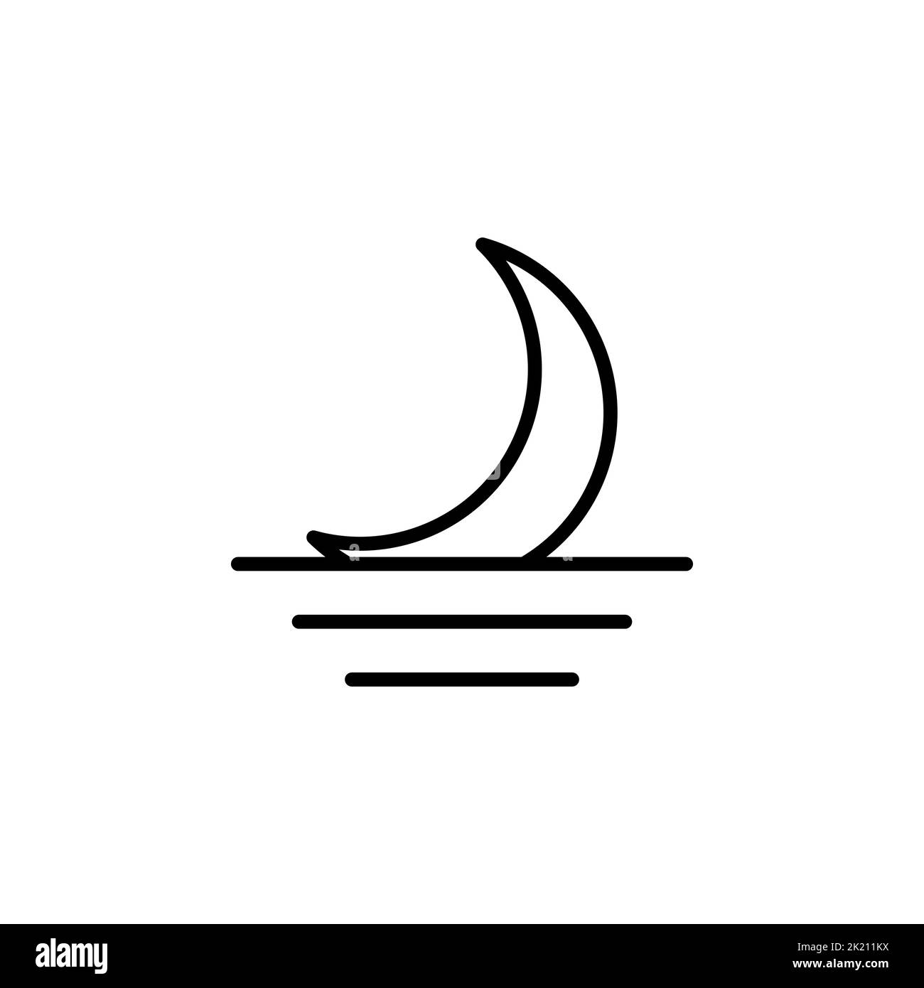 Moon, Night, Moonlight, Midnight Thin Line Icon Vector Illustration ...