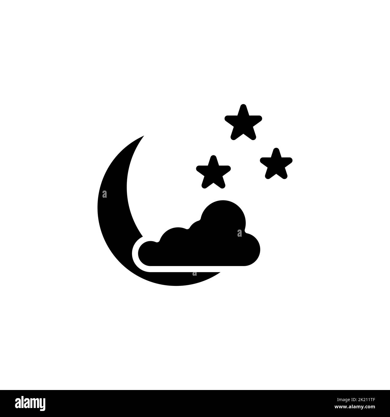 Moon, Night, Moonlight, Midnight Thin Line Icon Vector Illustration ...