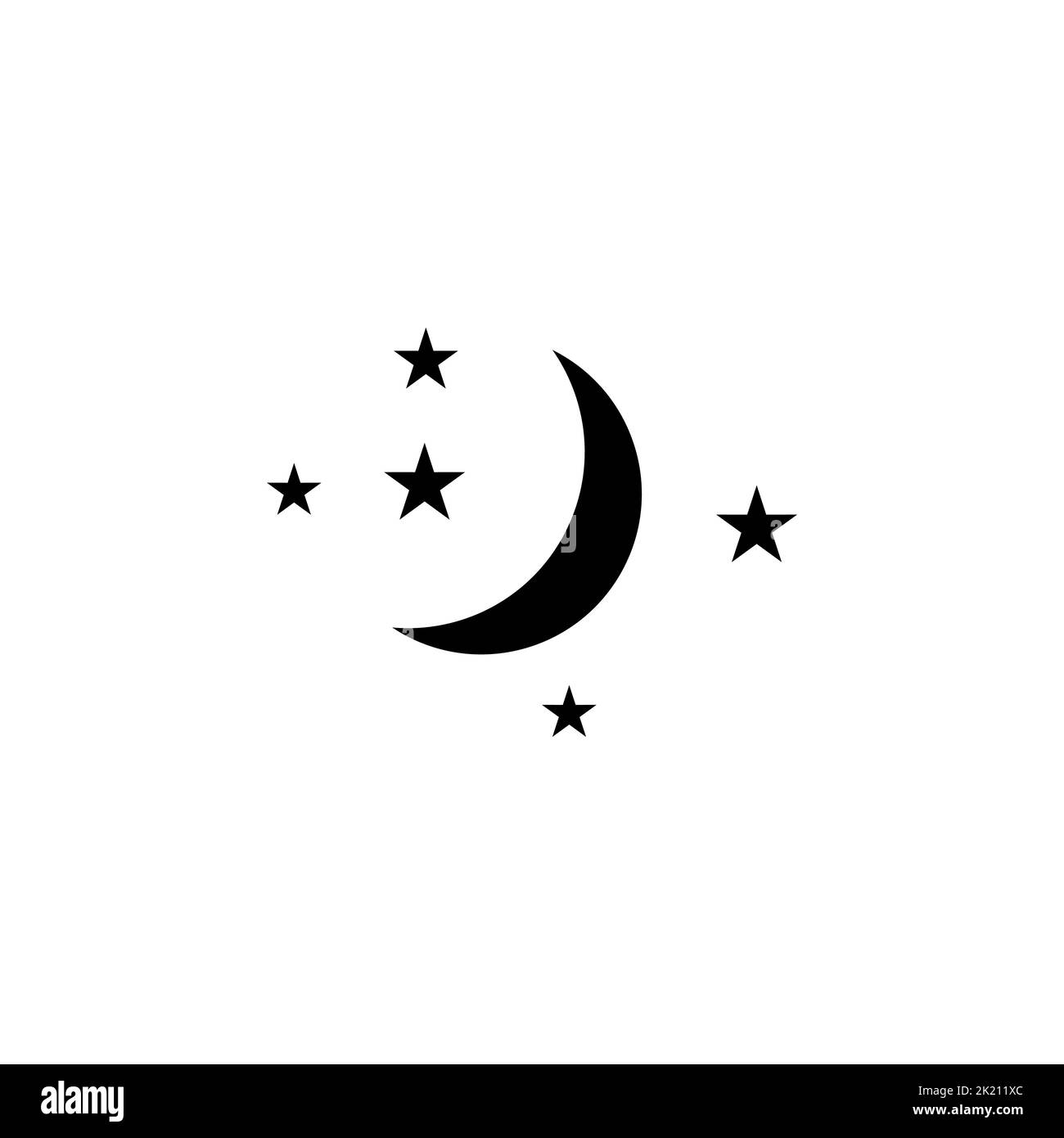 Moon, Night, Moonlight, Midnight Thin Line Icon Vector Illustration ...