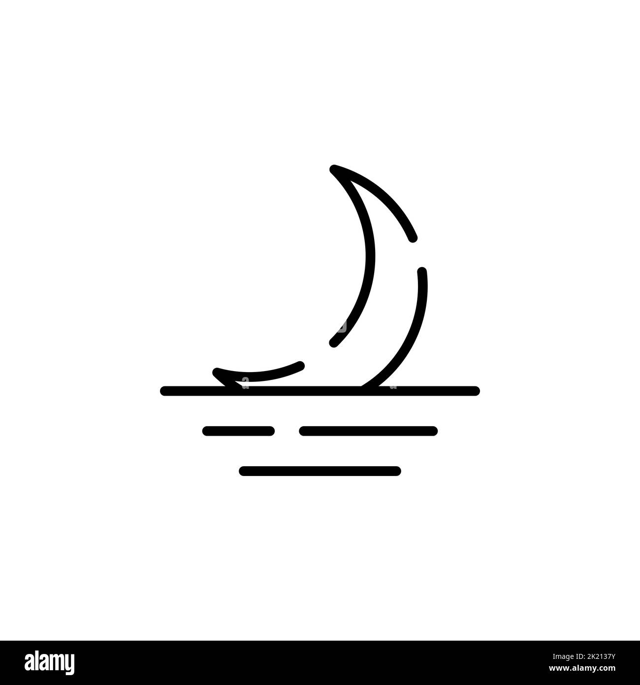 Moon, Night, Moonlight, Midnight Thin Line Icon Vector Illustration ...