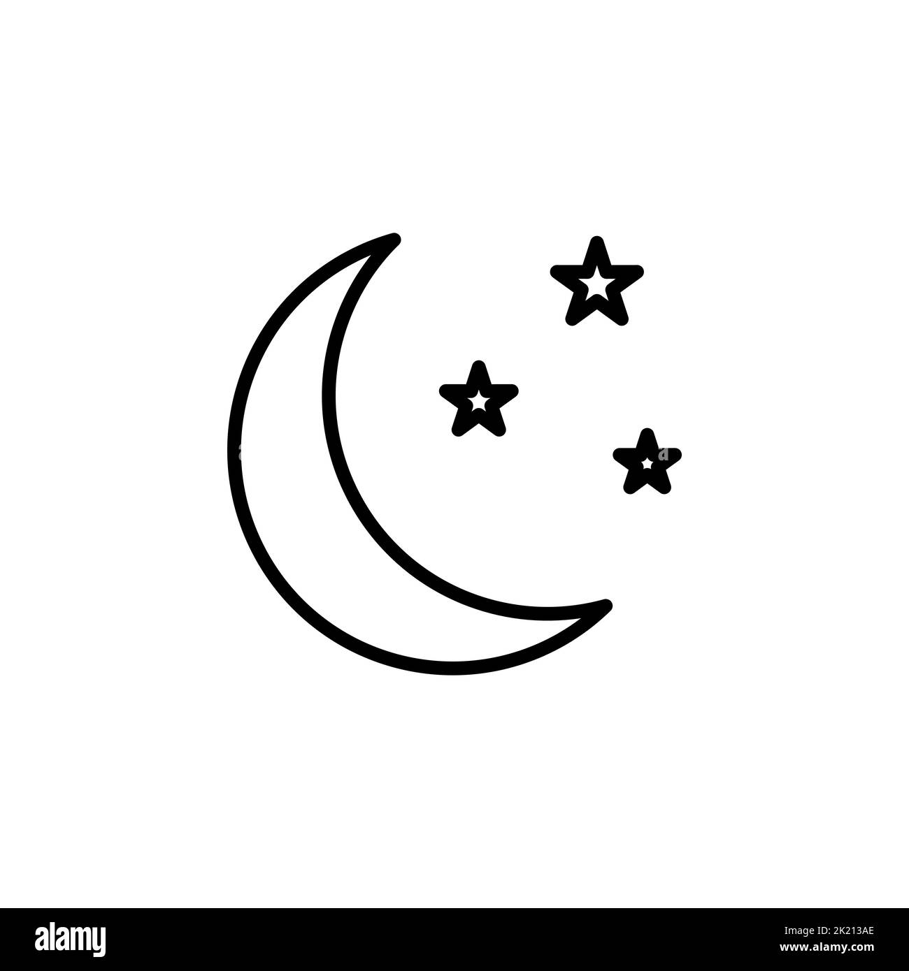 Moon, Night, Moonlight, Midnight Thin Line Icon Vector Illustration ...