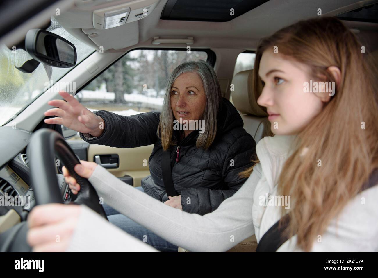 Teaching daughter drive car hi-res stock photography and images - Alamy