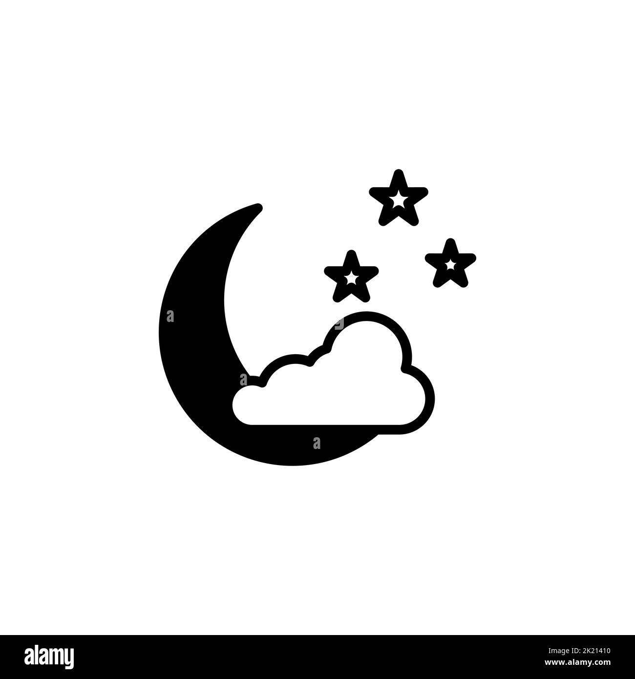 Moon, Night, Moonlight, Midnight Thin Line Icon Vector Illustration ...