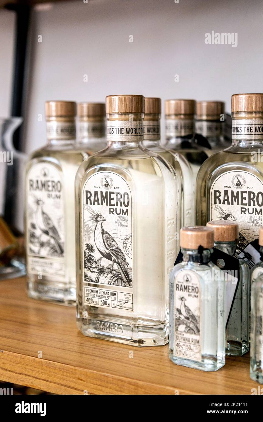 Bottles of rum on display at the Lust Auf Gut Conceptstore in the old ...