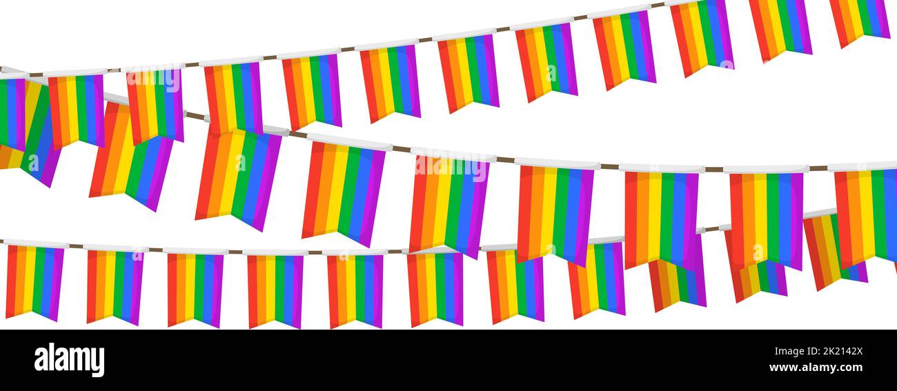 LGBT garland. Rainbow color pennants chain. Party bunting decoration ...