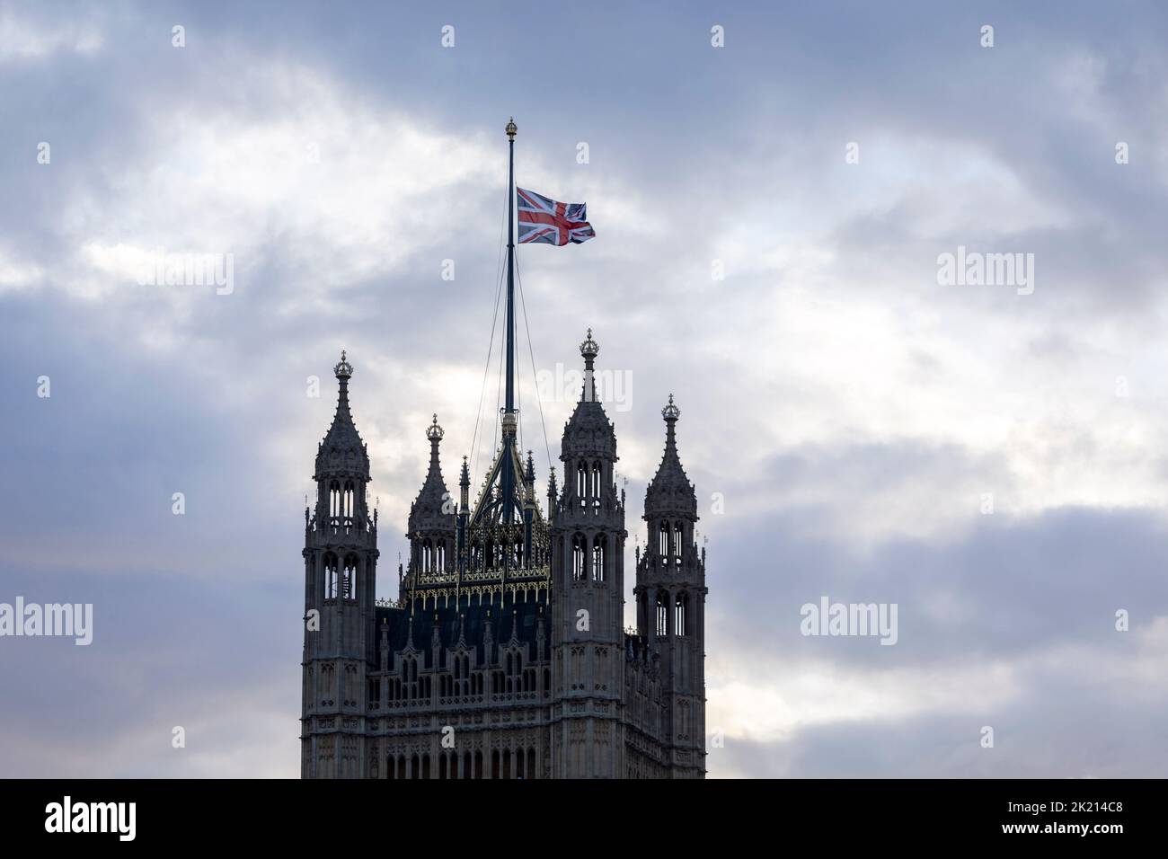 Union jack flag at Parliament is lowered to half-mast following an ...