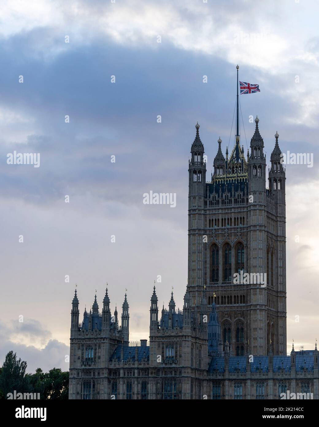 Union jack flag at Parliament is lowered to half-mast following an ...