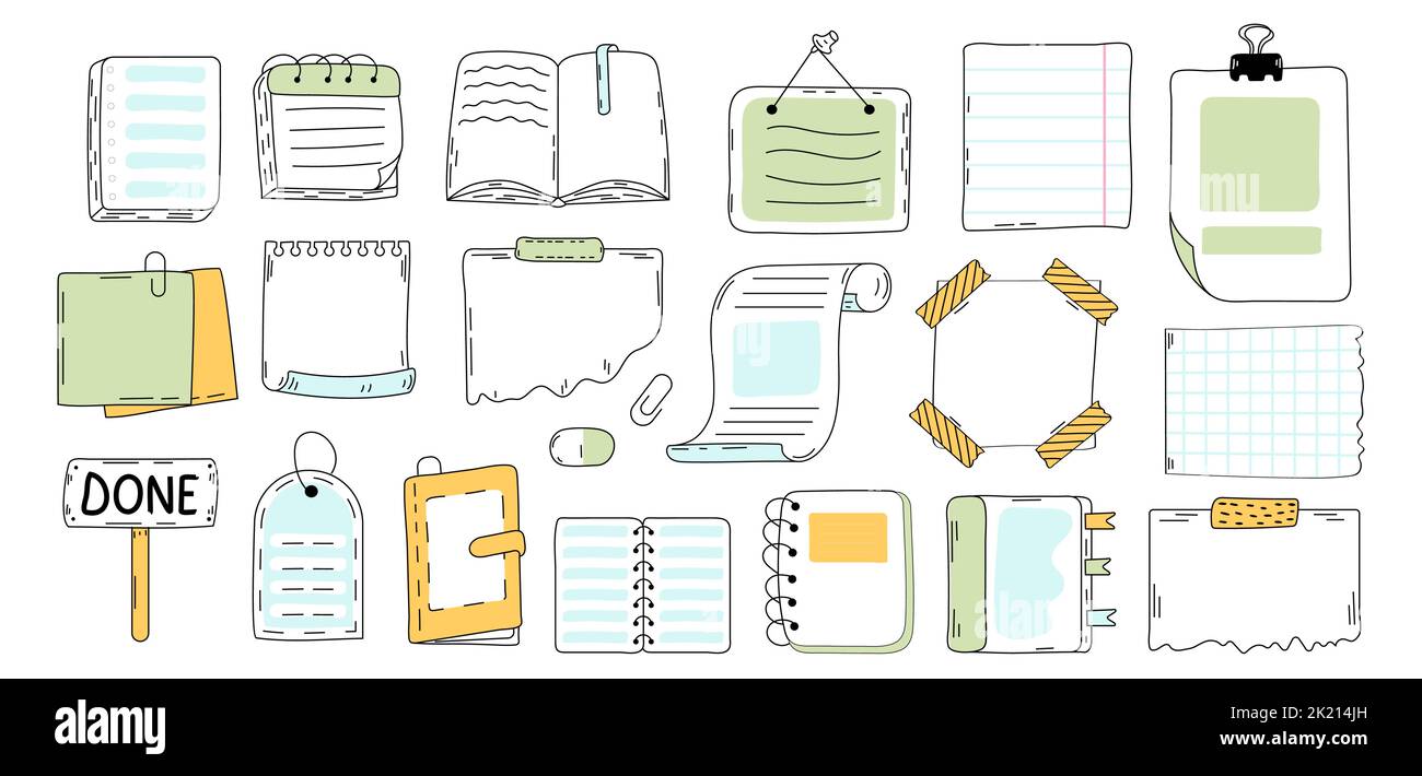 Paper empty sheet in doodle style. Sketch stikers vector illustration ...