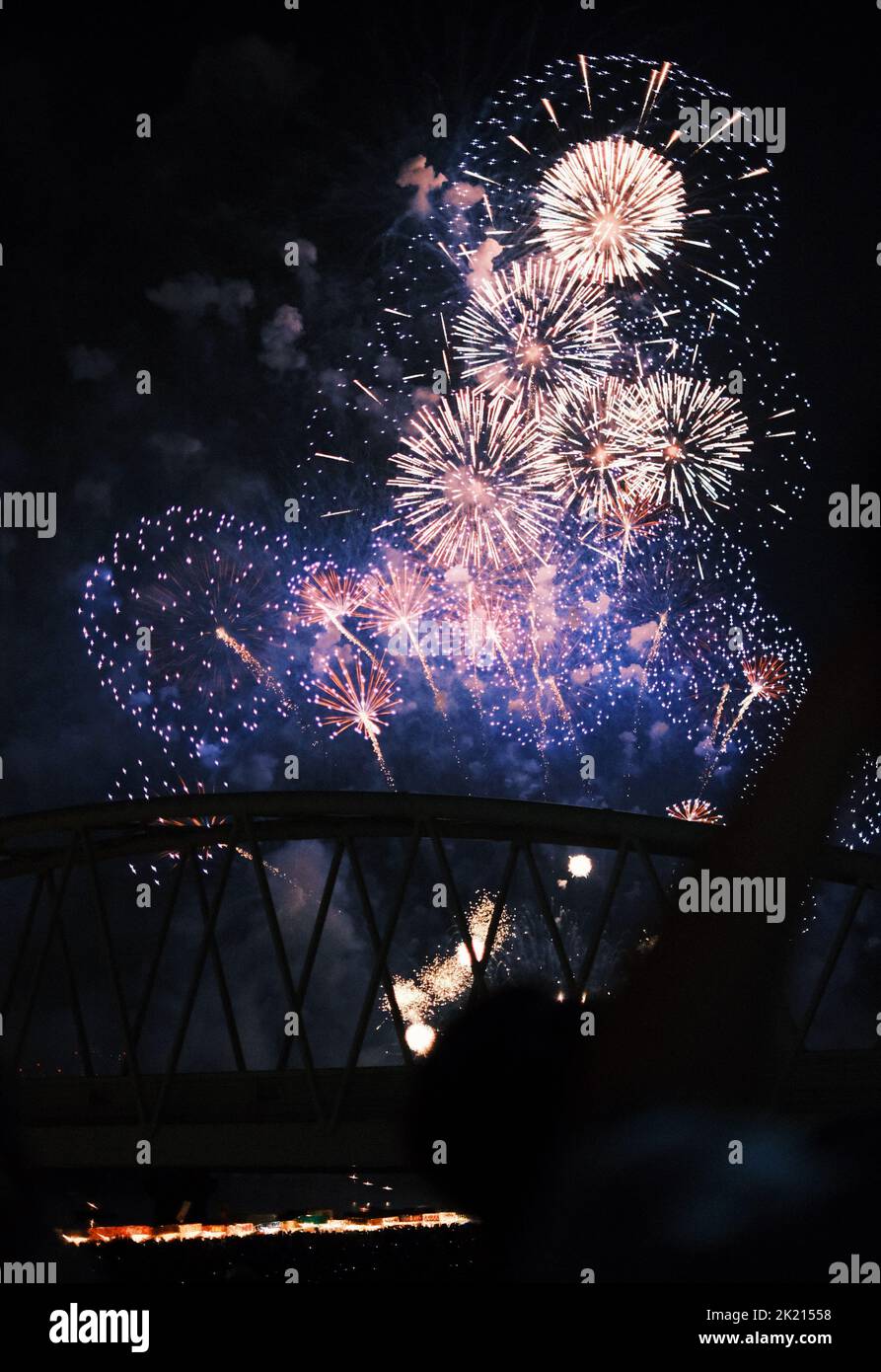 Beautiful fireworks display with lots of colorful bursts Stock Photo ...