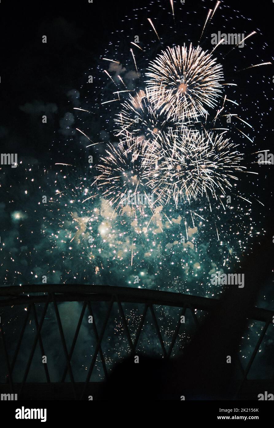 Beautiful fireworks display with lots of colorful bursts Stock Photo ...