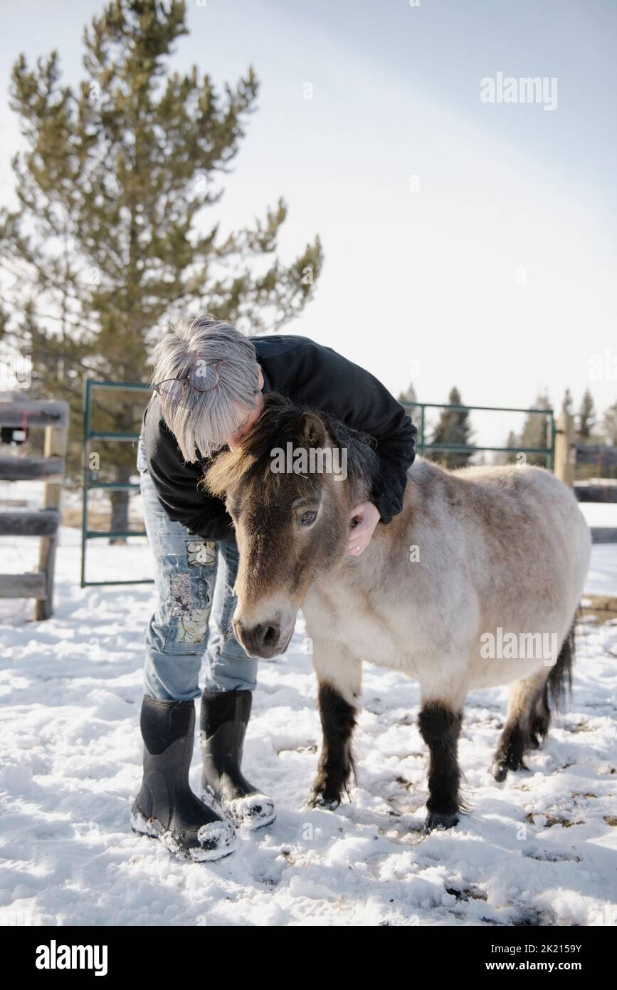 Person hugging with horse hi-res stock photography and images - Alamy