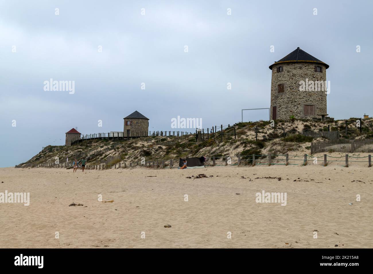 Windmills of Apúlia in north coast of Portugal. Interesting local and ...