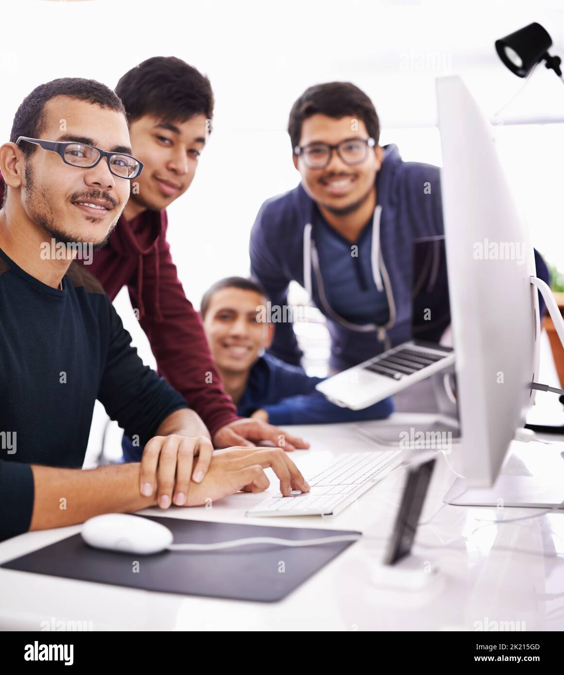 Together they would design a great product. young students gathered ...