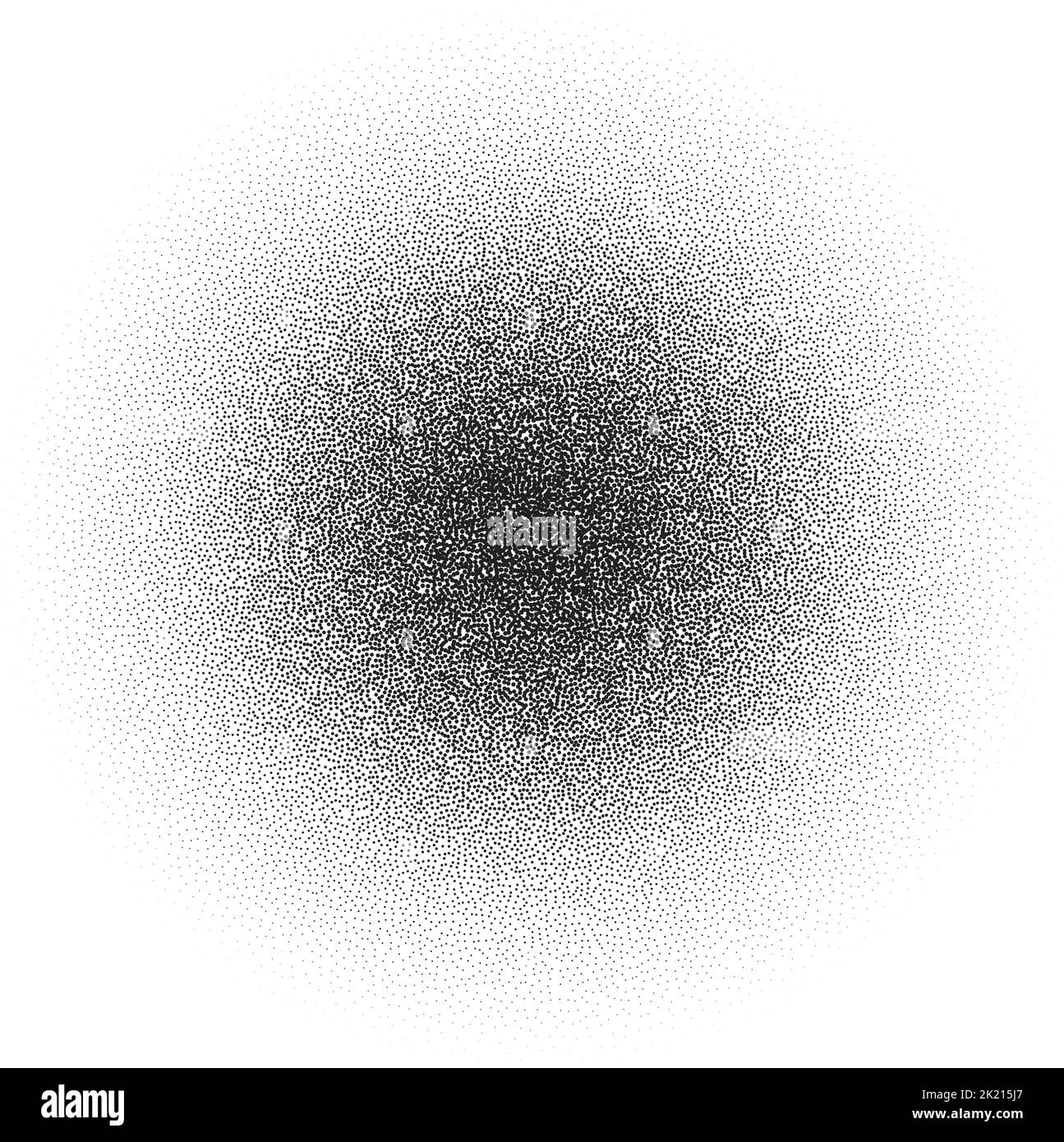 Grain circle gradient. Stippled round shape. Radial stochastic dotwork ...