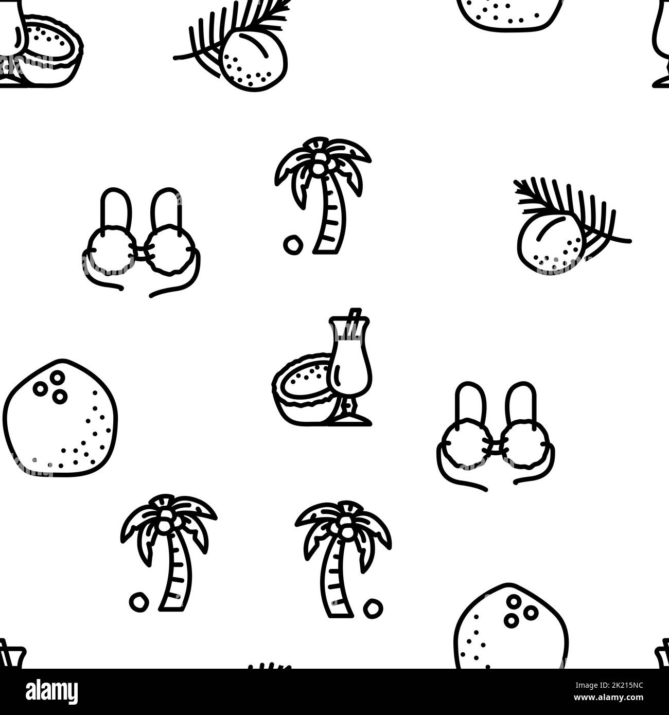 coconut coco fruit white tropical vector seamless pattern Stock Vector ...