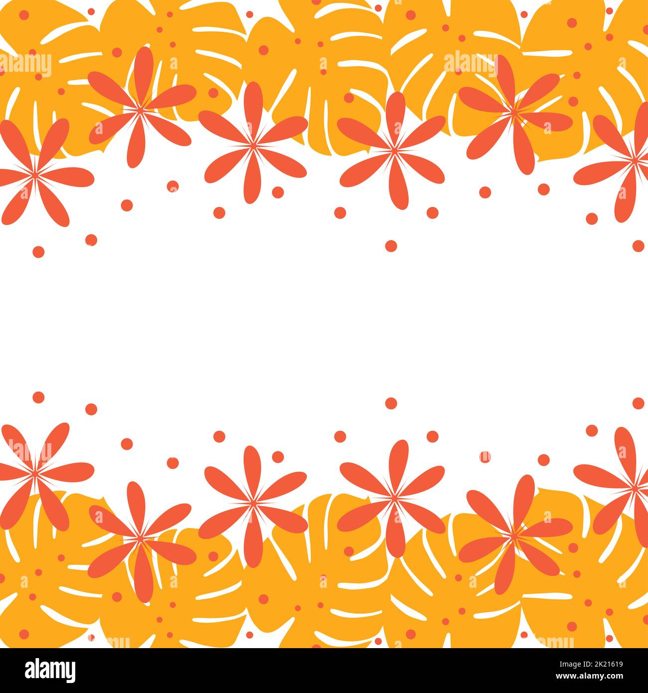 Bright endless frame in trendy autumnally hues with botanical elements ...