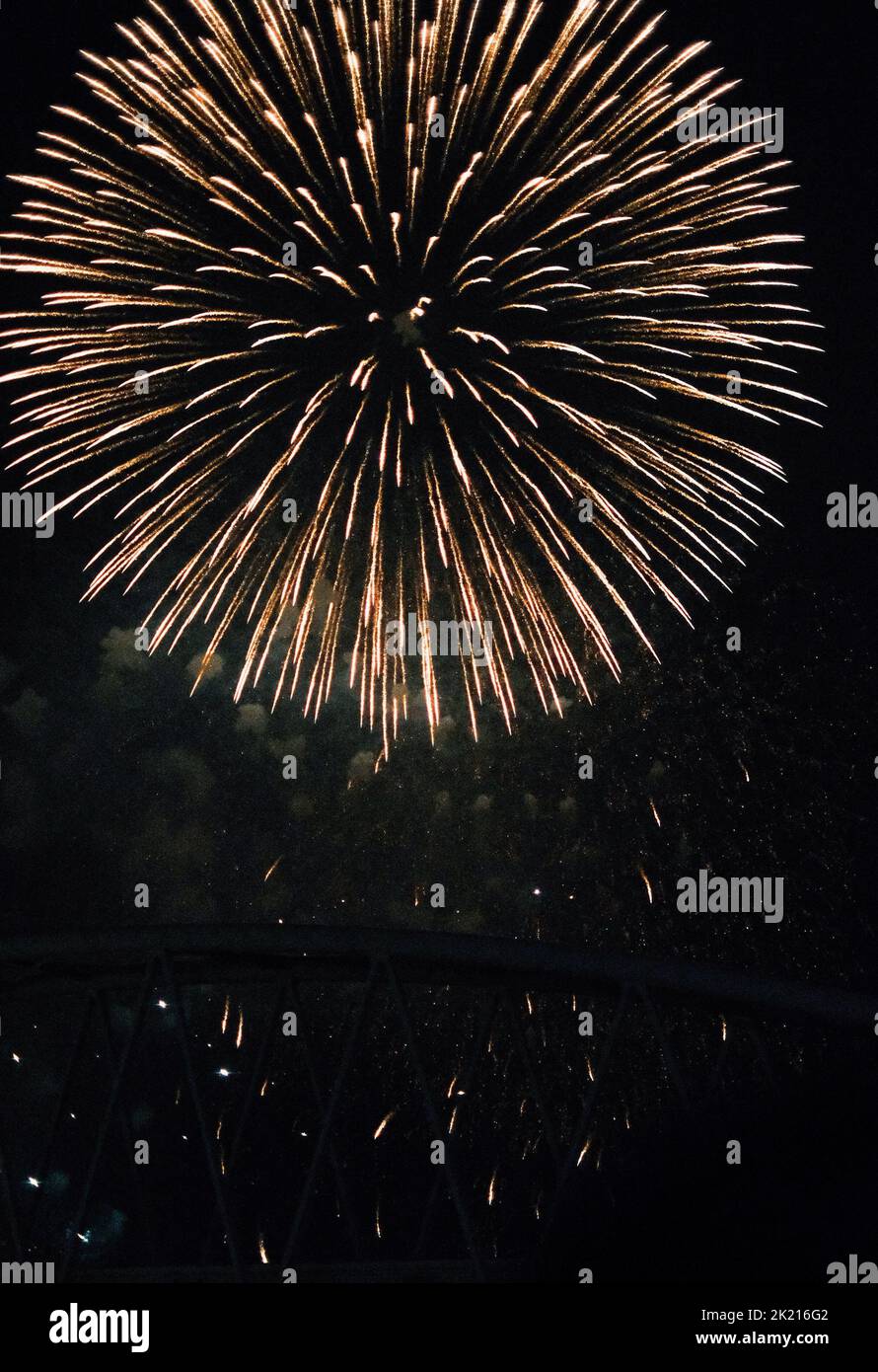 Beautiful fireworks display with lots of colorful bursts Stock Photo ...