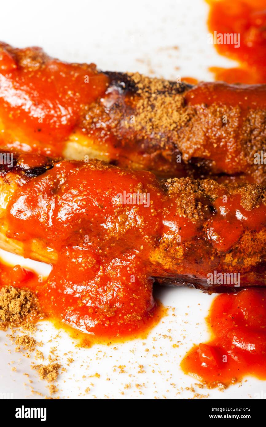 closeup of a german curry wurst Stock Photo - Alamy