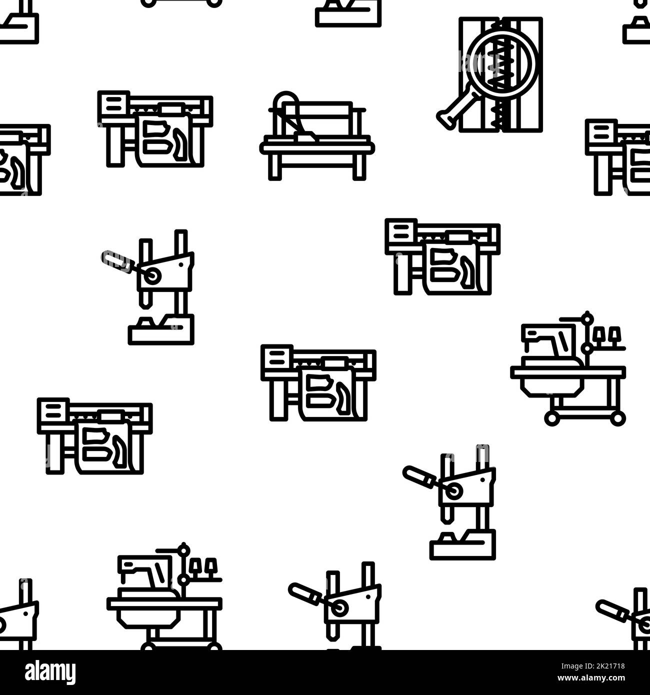 Factory Sewing Sew Machine Vector Seamless Pattern Stock Vector Image