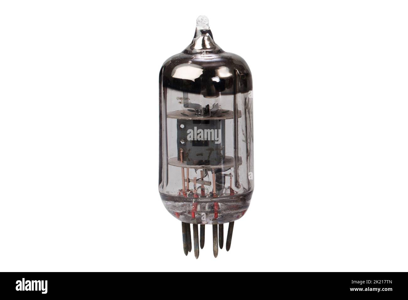 Retro vintage vacuum electronic radio tube. Isolated on white ...