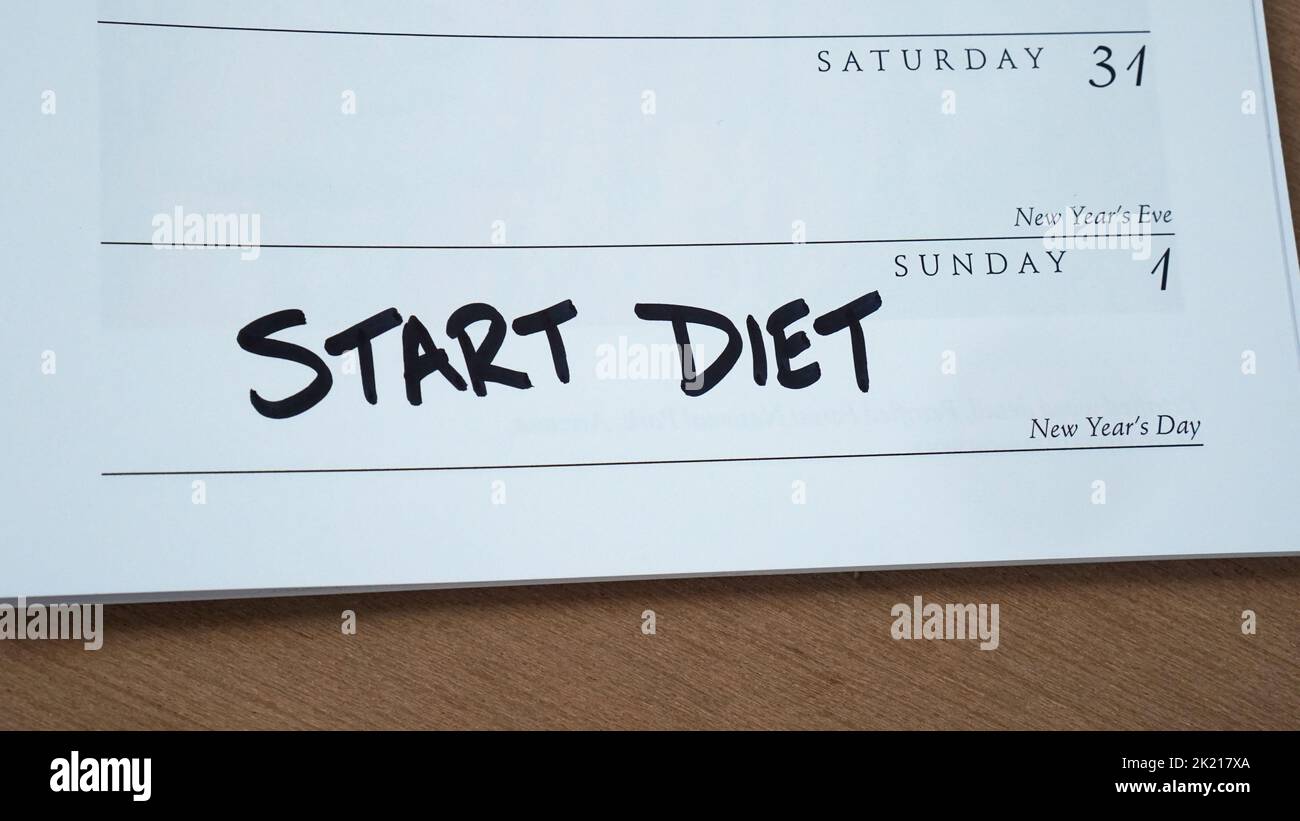 Calendar reminder to start diet on January 1 for New Year's resolution ...