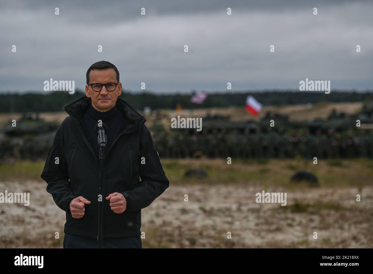 NOWA DEBA, POLAND. 21 September 2022. Polish PM, Mateusz Morawiecki ...