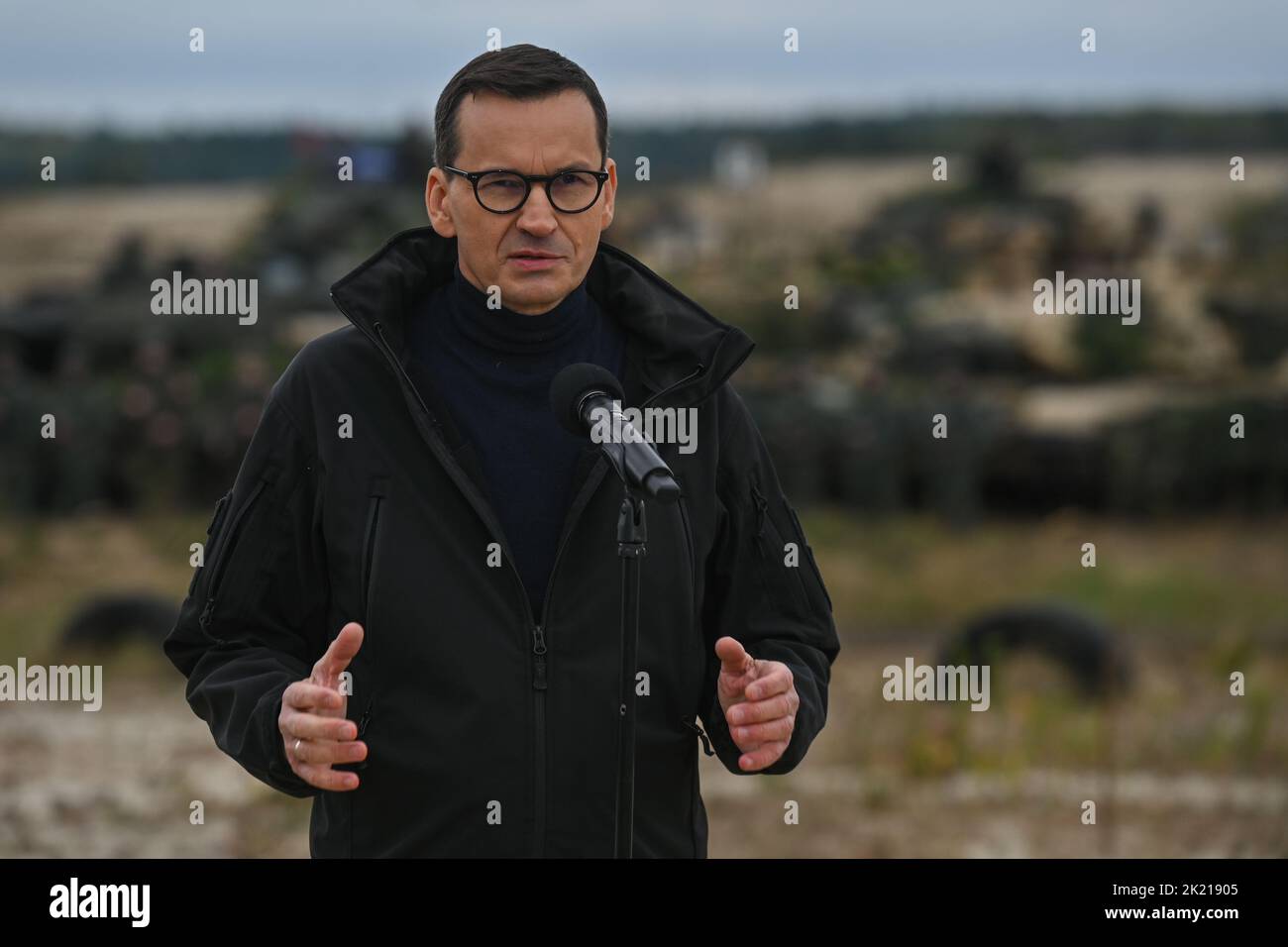NOWA DEBA, POLAND. 21 September 2022. Polish PM, Mateusz Morawiecki ...