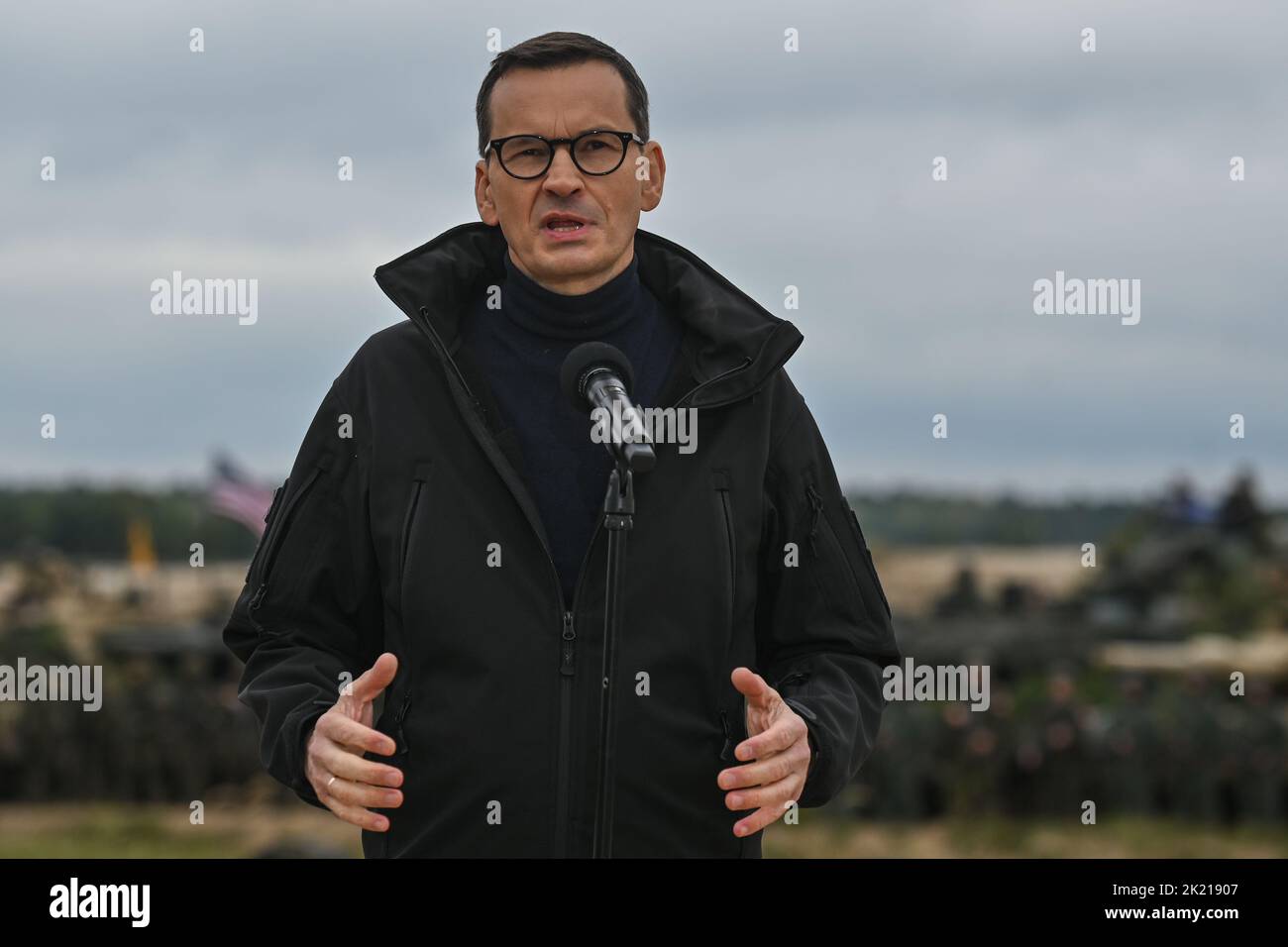 NOWA DEBA, POLAND. 21 September 2022. Polish PM, Mateusz Morawiecki ...
