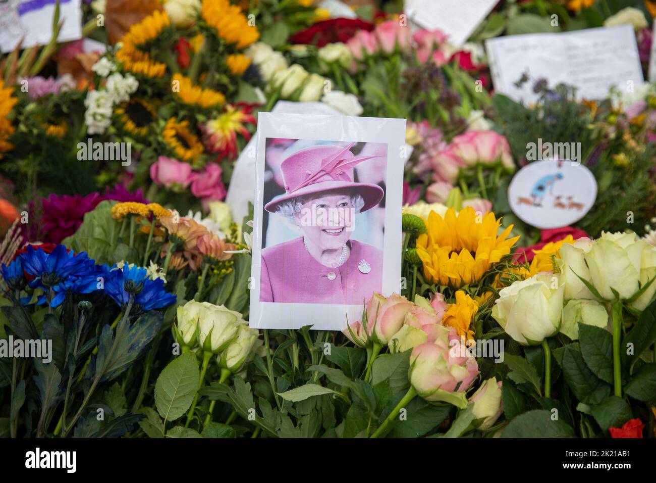 13th September 2022, Mourners leave tributes to Queen Elizabeth II at a ...