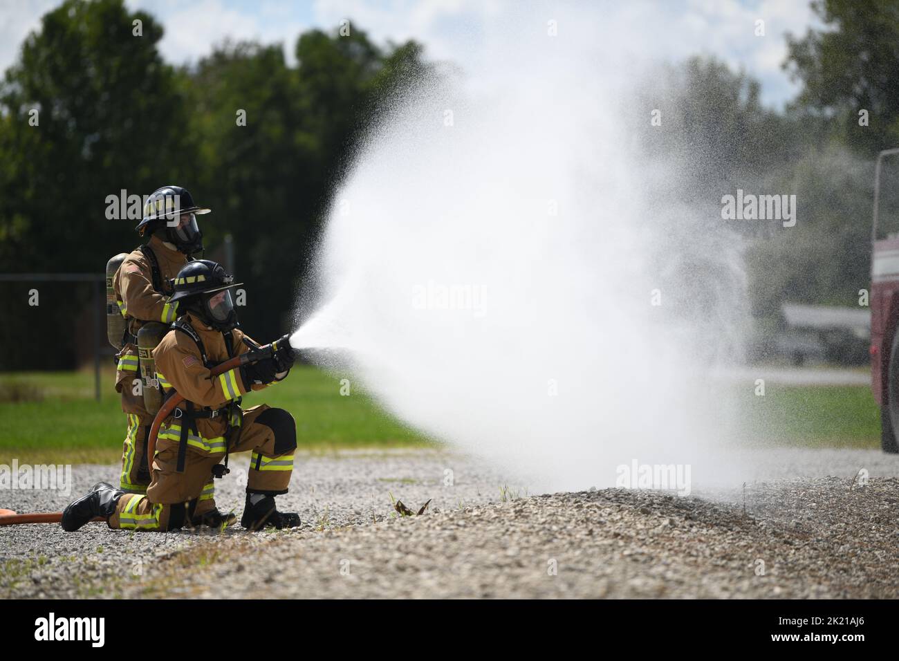 Firefighters the 445th Civil Engineer Squadron, put out an aircraft ...