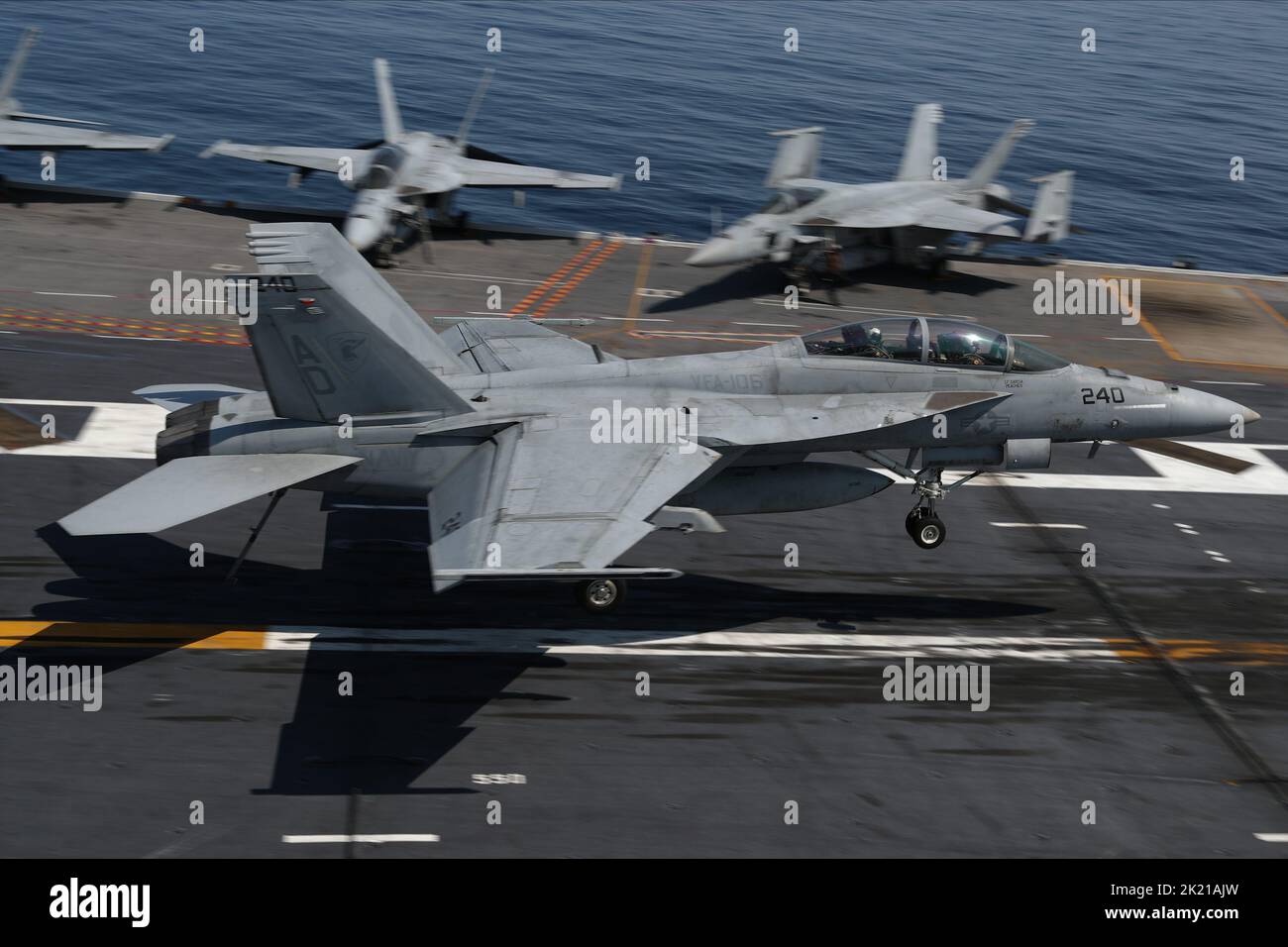 An F/A-18F Super Hornet, attached to the "Gladiators" of Strike Fighter ...