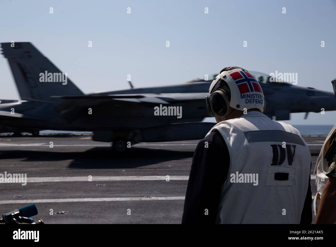 Bjørn Arild Gram, Norwegian Minister of Defense, observes flight ...
