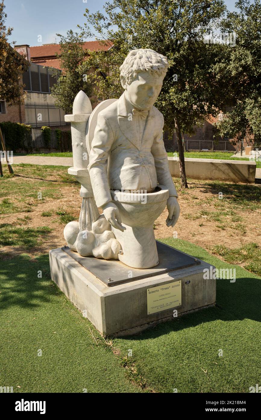 Statue of Roberto Freak Antoni in Bologna Italy Stock Photo - Alamy