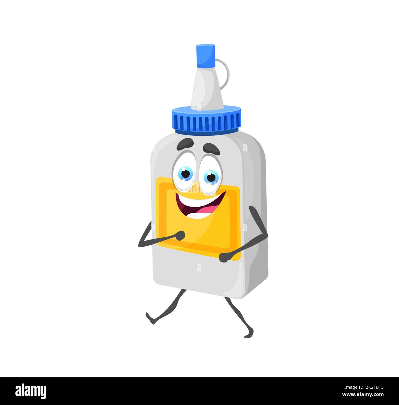 Cartoon funny glue bottle character. Isolated vector school or office ...