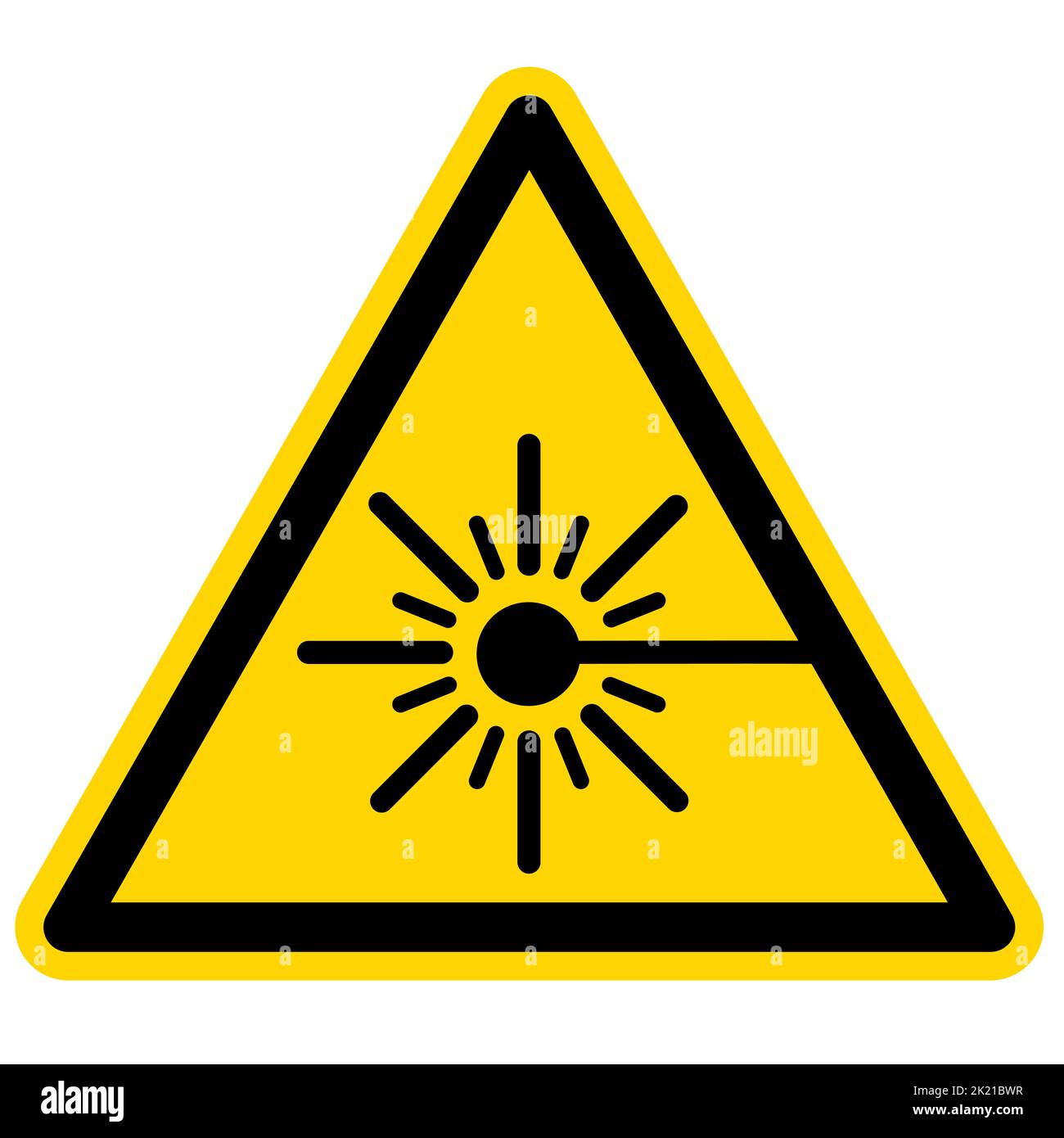 Laser safety yellow triangle warning sign symbol Stock Vector Image & Art - Alamy