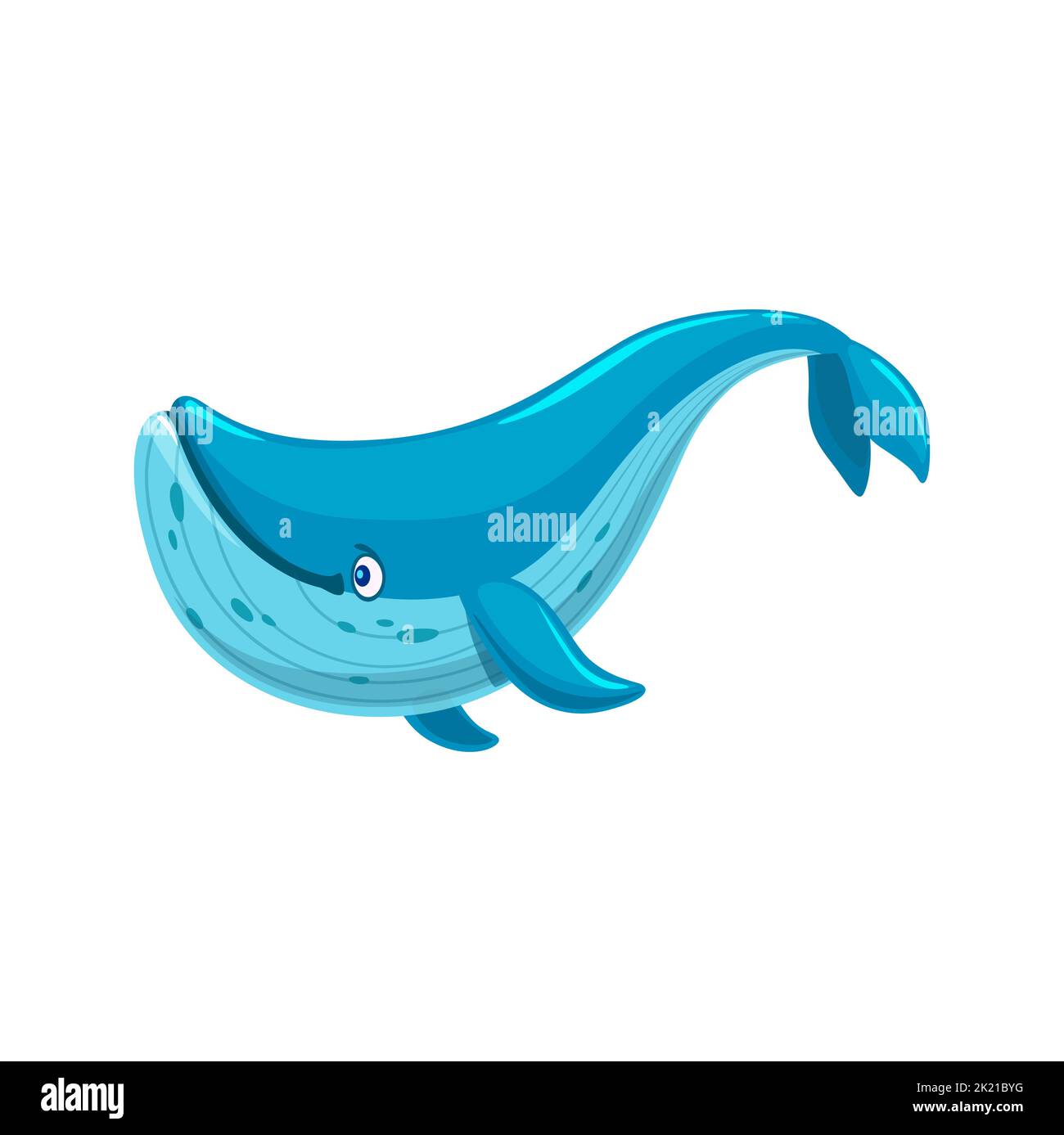 Cartoon funny blue whale character, cute ocean or sea animal vector ...