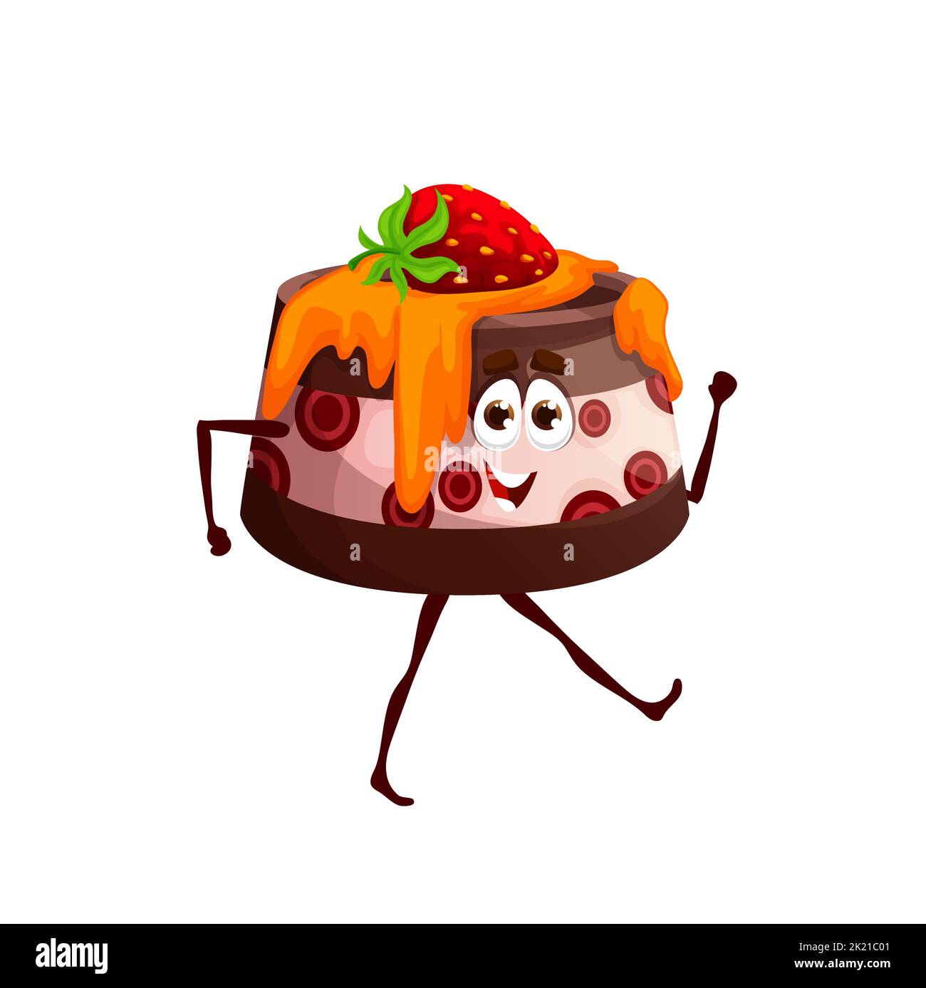Cartoon chocolate pudding dessert character. Funny vector pastry with ...